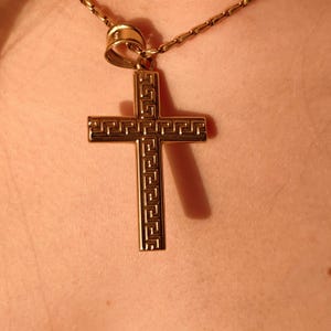 Vintage Solid 14k Yellow Gold Greek Key Cross, Christian Cross Pendant ...
