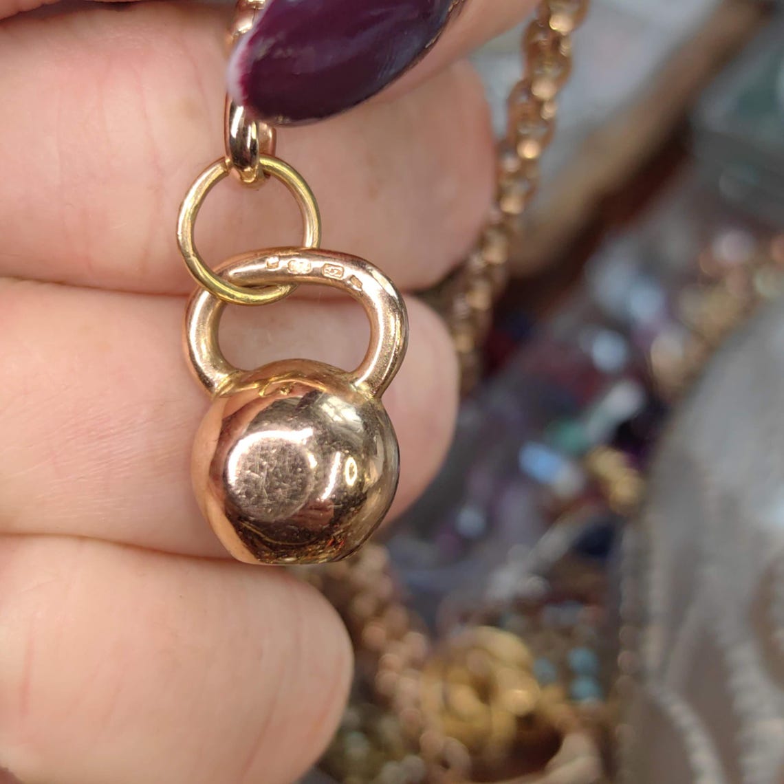 Vintage Solid 14k Hallmarked Yellow Gold Kettlebell Pendant Charm ...