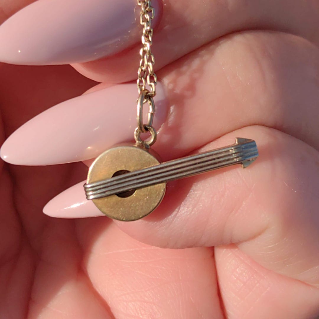 1920s Art Deco 14k Yellow Gold Banjo Pendant Charm - Etsy