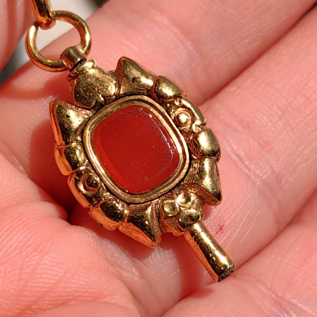 Antique 18th Century Solid 15k Yellow Gold Pendant, Pocket Watch Key ...
