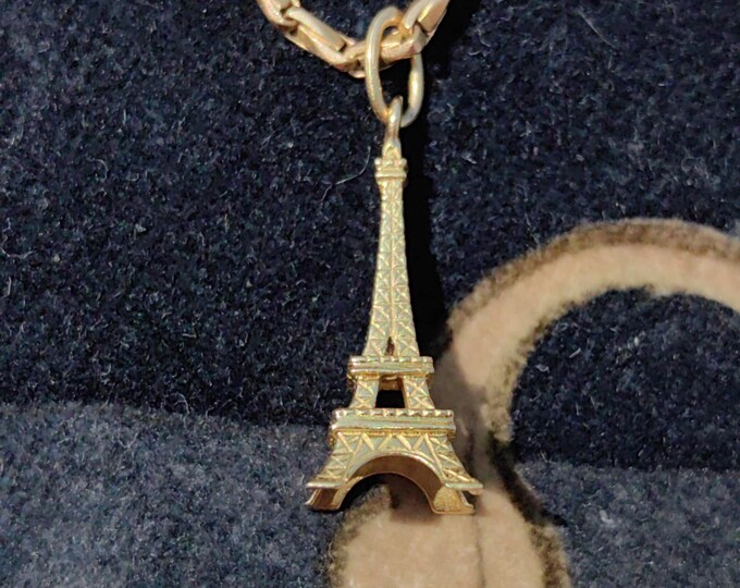 Antique Vintage 18K Solid Gold Pendant Paris France Eiffel Tower Travel ...