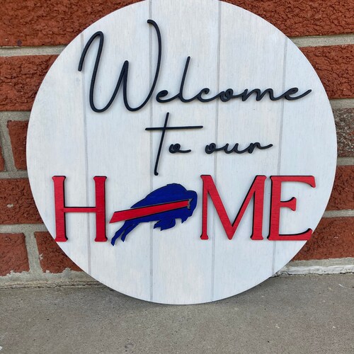 12 Buffalo Bills Wood Round Door Sign Welcome to Our - Etsy