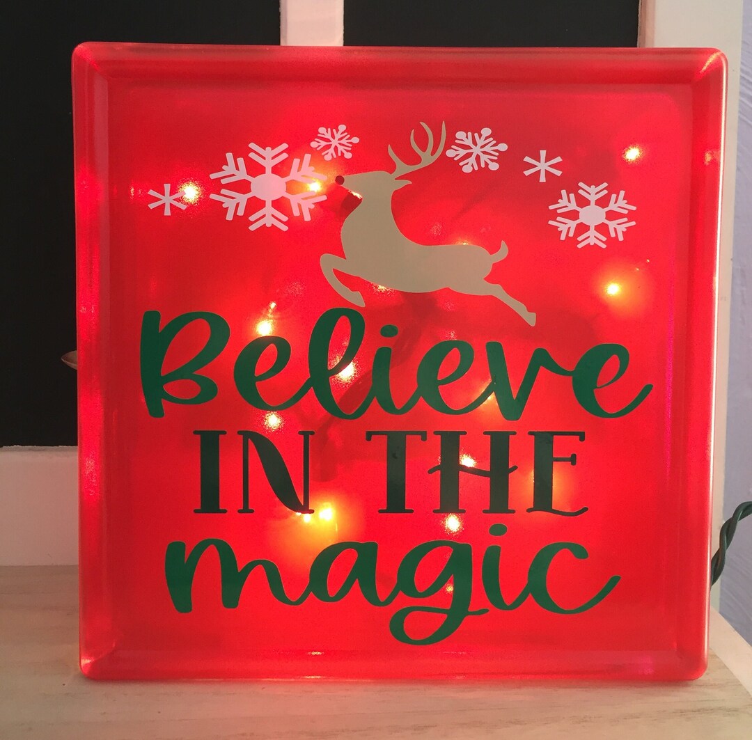 Believe in the Magic Lighted Glass Block, Accent Light, Seasonal Decor ...