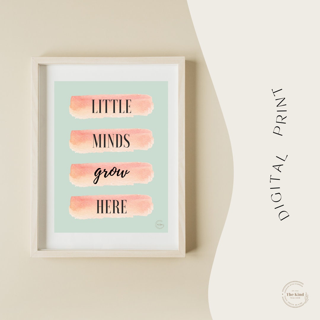 Little Minds Grow Here Classroom Poster, Growth Mindset Poster, Digital ...