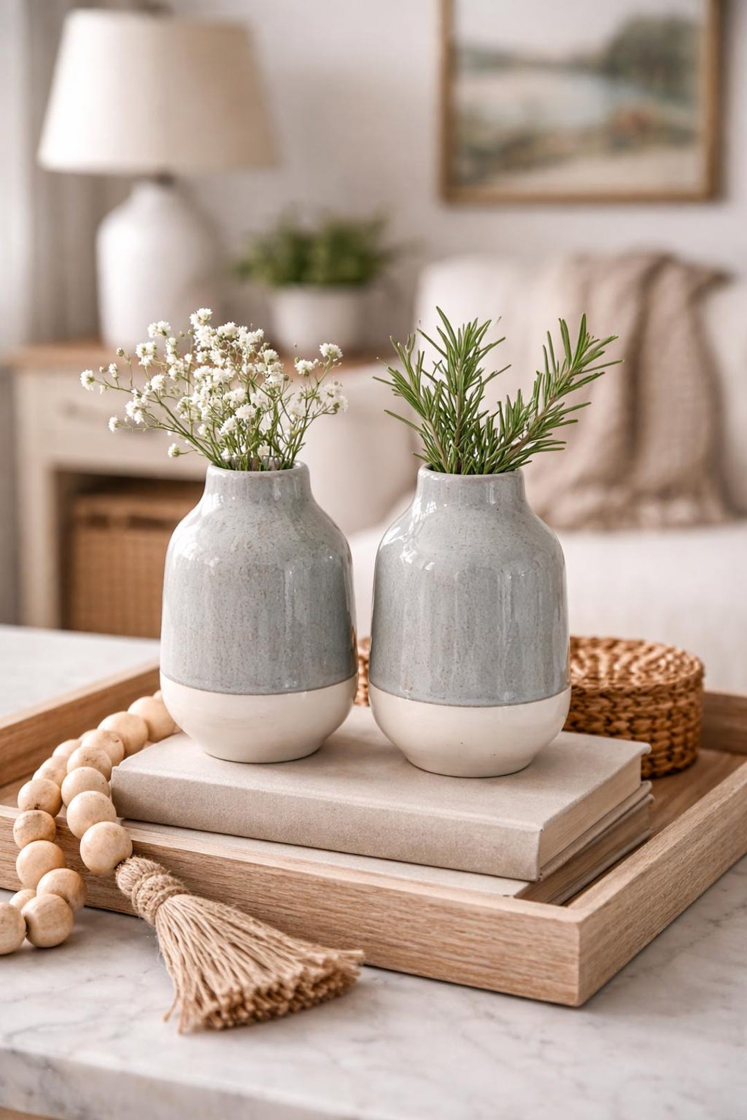 Magnolia Home Mini Amphora Vase Set of 2 | Gray White Ceramic ...