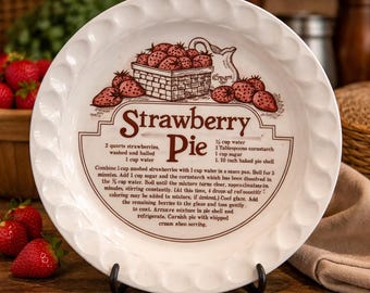 Vintage Strawberry Pie Plate With Recipe - Etsy