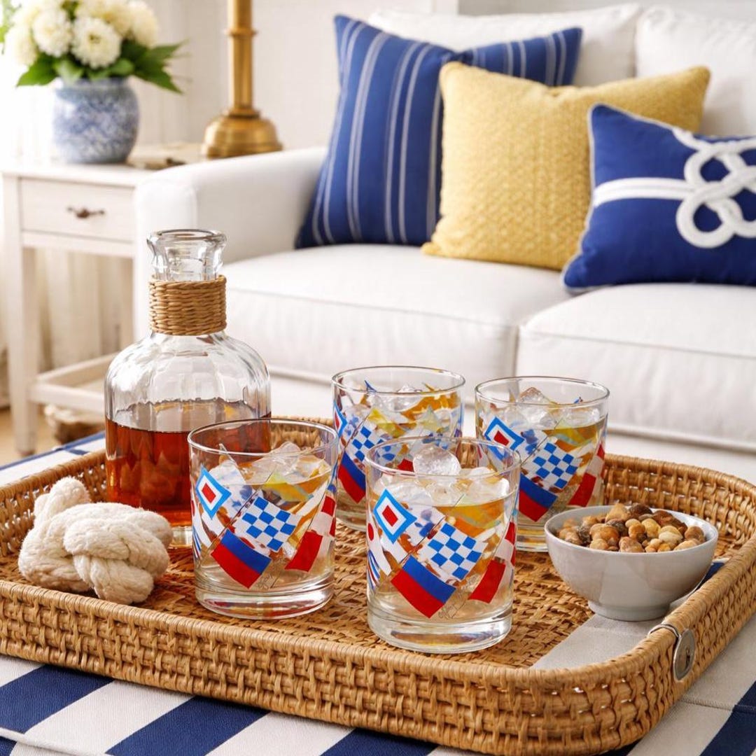 George Briard Signal Flag Double Old Fashioned Glasses Set of 4 | MCM ...
