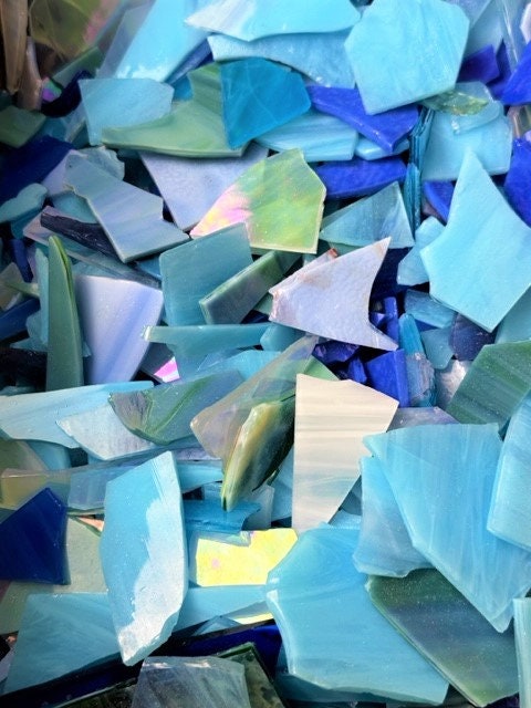 Colored Glass Light Blues Mix - Hand Cut From Sheet Glass-premium ...