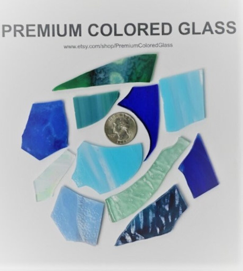 Colored Glass Light Blues Mix - Hand Cut From Sheet Glass-premium ...
