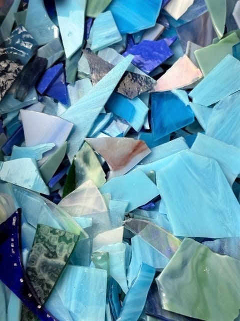 Colored Glass Light Blues Mix - Hand Cut From Sheet Glass-premium ...