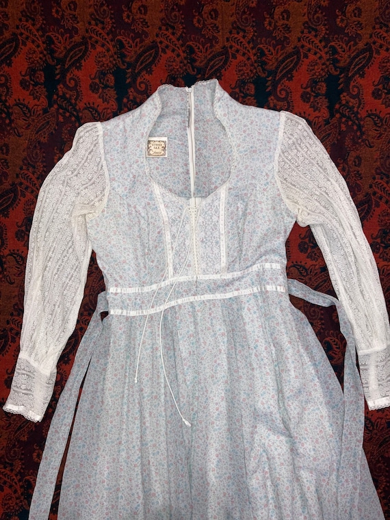1970’s Gunne Sax light blue calico corset prairie dre… - Gem
