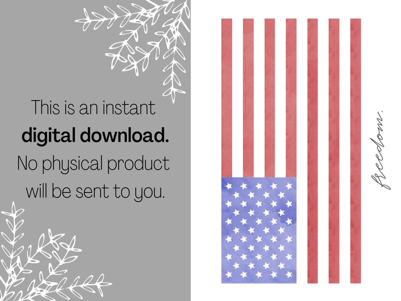 American Flag Printable Watercolor Patriotic Wall Decor, National ...