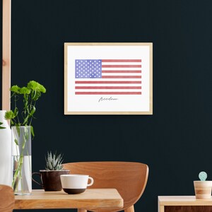American Flag Printable Watercolor Patriotic Wall Decor, National ...