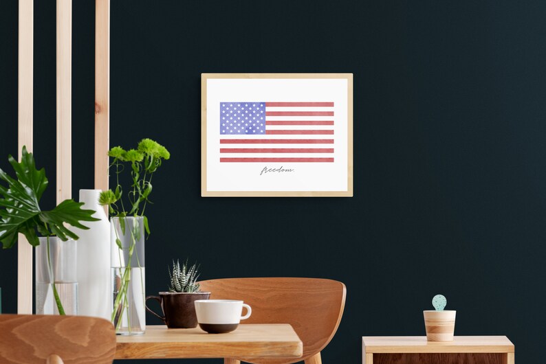American Flag Printable Watercolor Patriotic Wall Decor, National ...