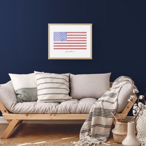 American Flag Printable Watercolor Patriotic Wall Decor, National ...