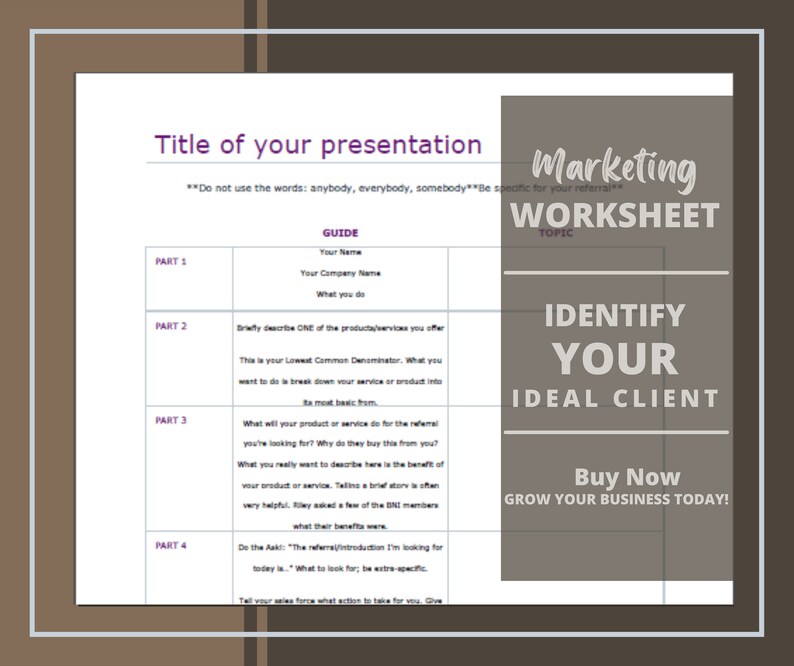 Networking Commercial Worksheet - Etsy