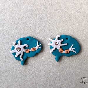 Neuron Earrings (a Neuron on Brain-shape Clay! Perfect Gifts for ...