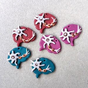 Neuron Earrings (a Neuron on Brain-shape Clay! Perfect Gifts for ...