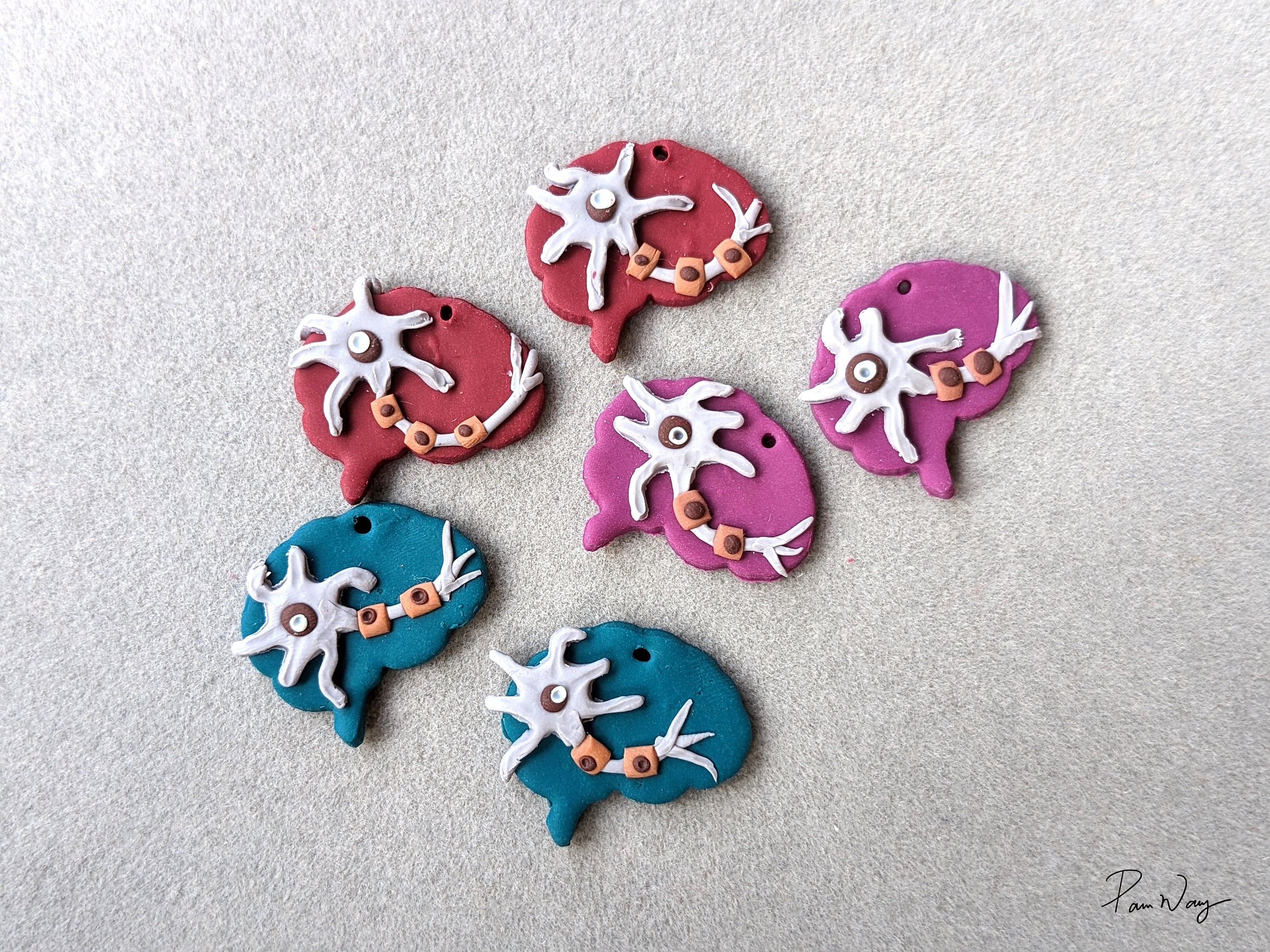 Neuron Earrings (a Neuron on Brain-shape Clay! Perfect Gifts for ...