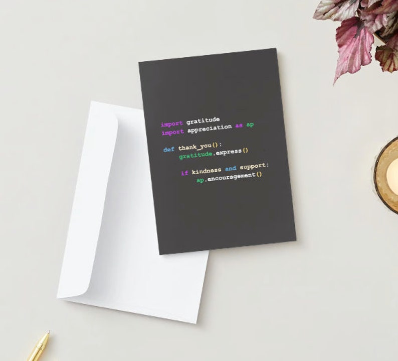Gratitude in Code: Thank You Card for Coders and Geeks! - Etsy