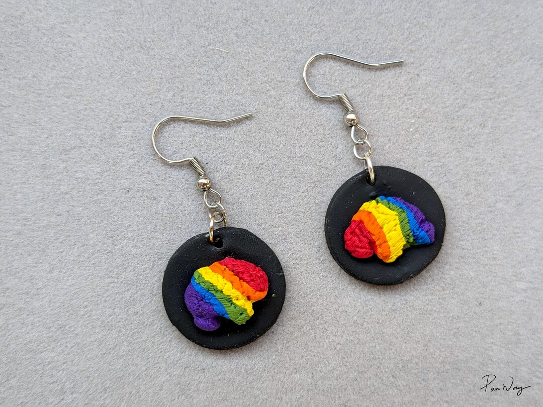 Rainbow Brain Disc Earrings: Scientific Style, Mind Intricacies ...