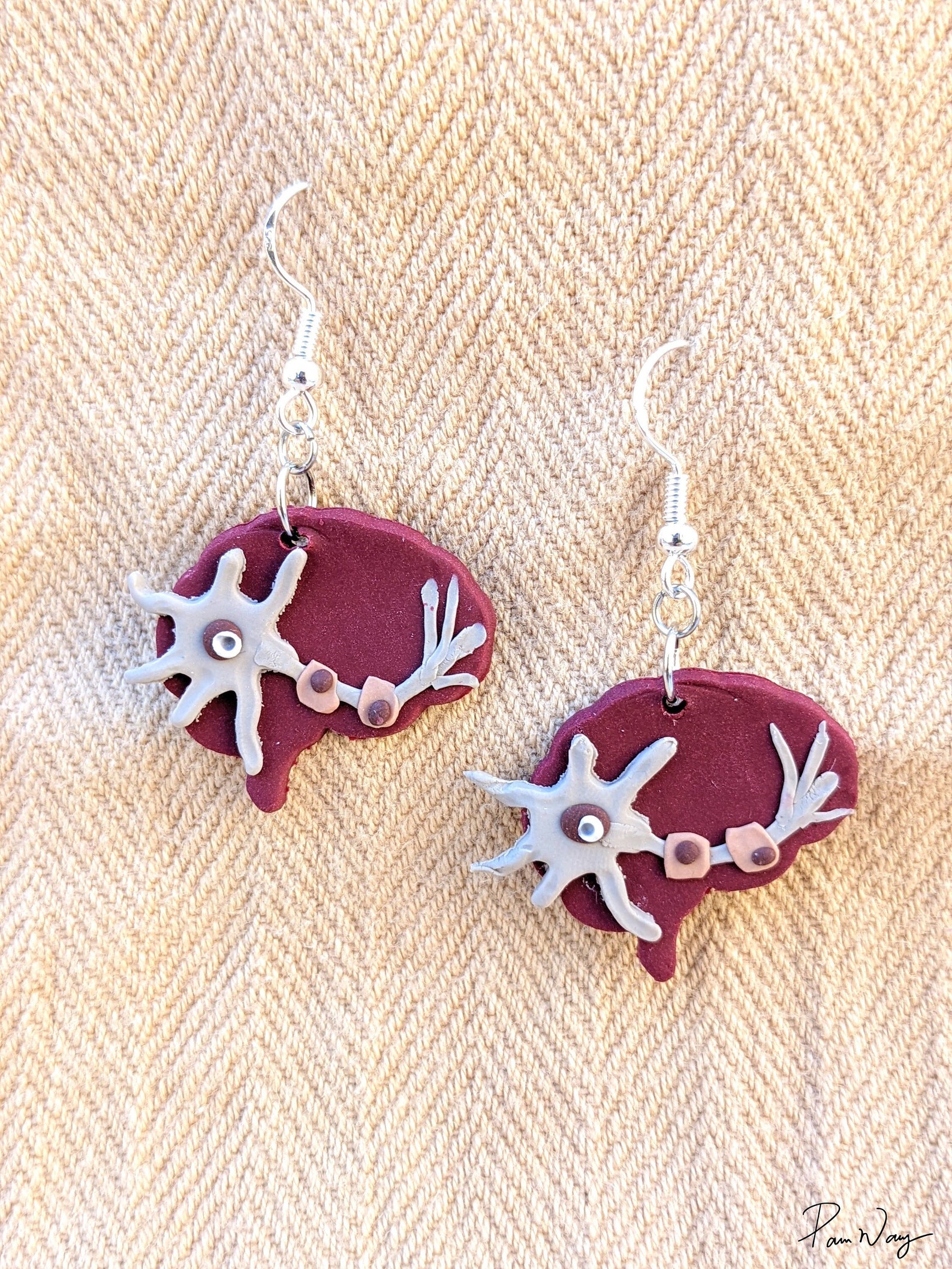 Neuron Earrings (a Neuron on Brain-shape Clay! Perfect Gifts for ...