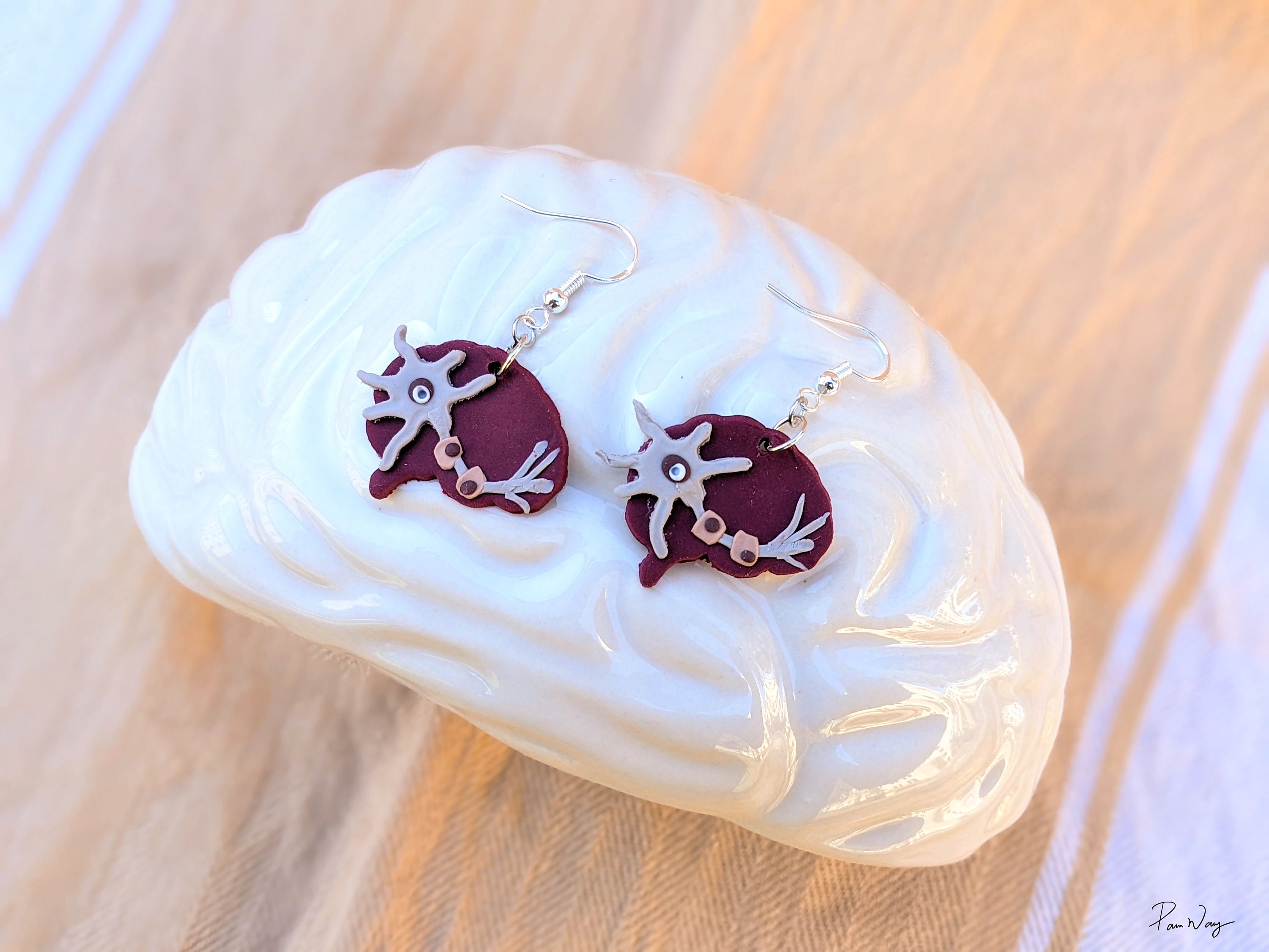 Neuron Earrings (a Neuron on Brain-shape Clay! Perfect Gifts for ...