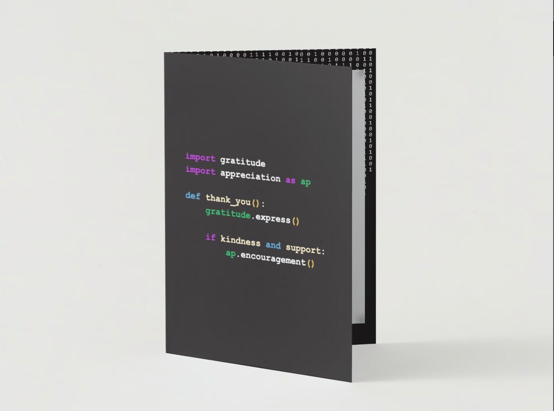 Gratitude in Code: Thank You Card for Coders and Geeks! - Etsy