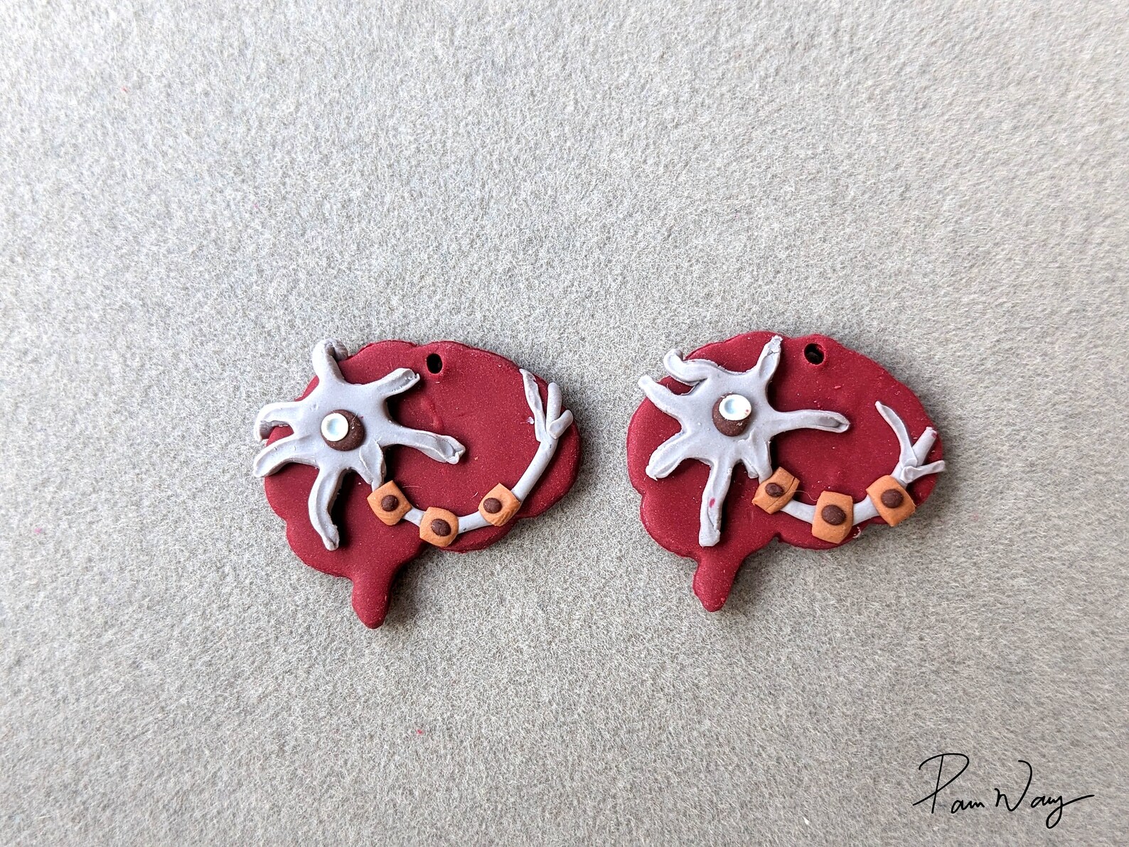 Neuron Earrings (a Neuron on Brain-shape Clay! Perfect Gifts for ...
