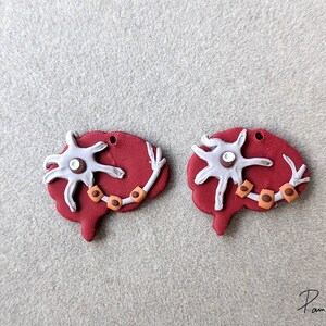 Neuron Earrings (a Neuron on Brain-shape Clay! Perfect Gifts for ...
