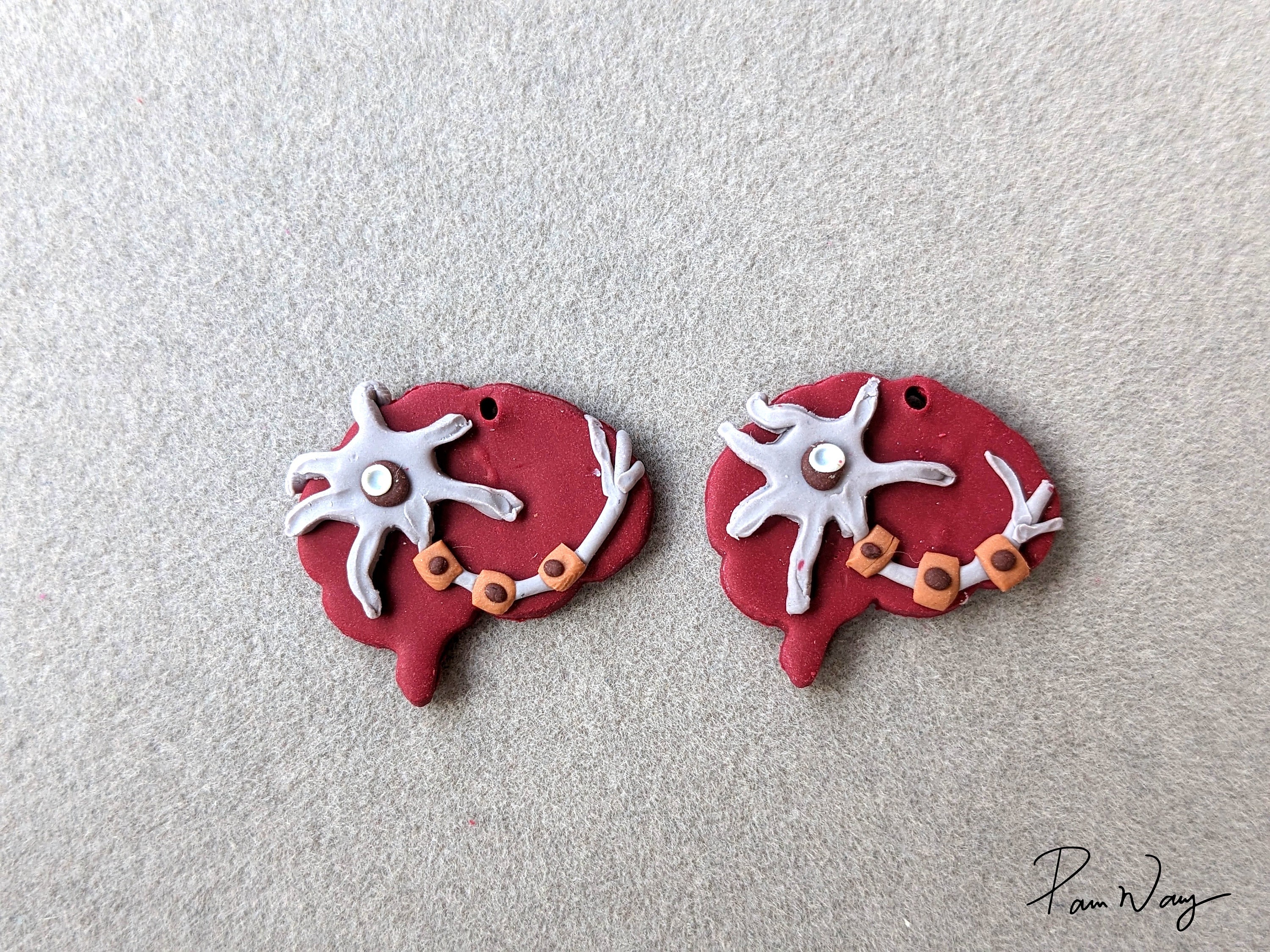 Neuron Earrings (a Neuron on Brain-shape Clay! Perfect Gifts for ...
