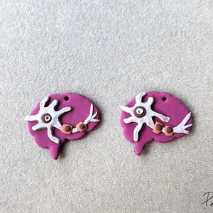 Neuron Earrings (a Neuron on Brain-shape Clay! Perfect Gifts for ...