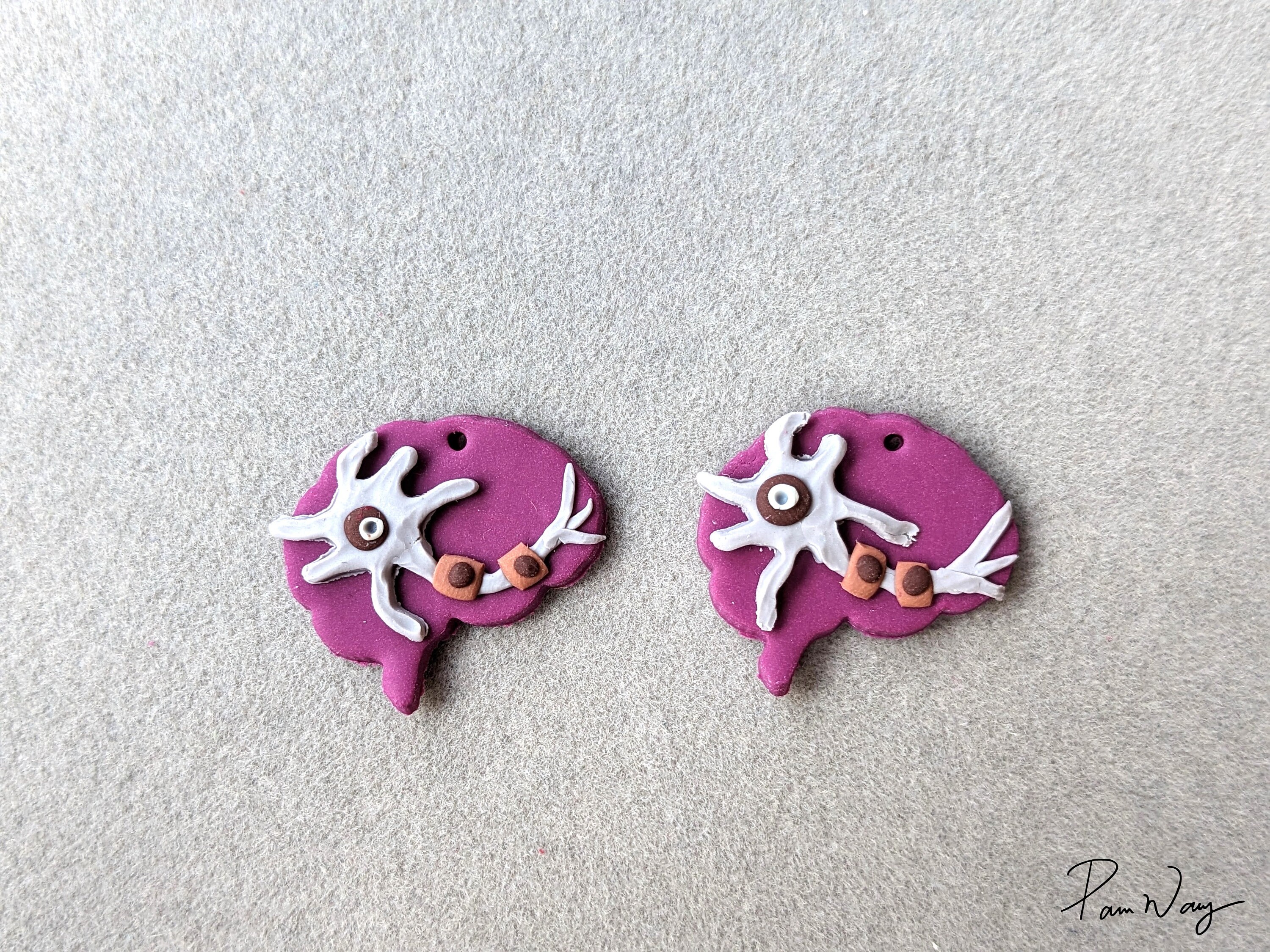 Neuron Earrings (a Neuron on Brain-shape Clay! Perfect Gifts for ...