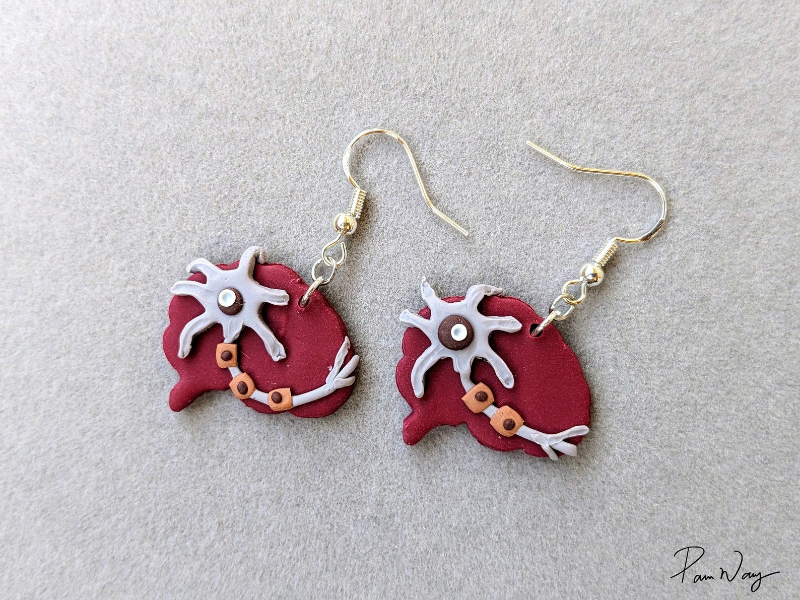 Neuron Earrings (a Neuron on Brain-shape Clay! Perfect Gifts for ...