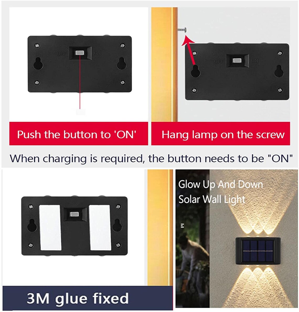 6 Led Solar up Down Wall Lights 2 Pack Warm White Outdoor - Etsy