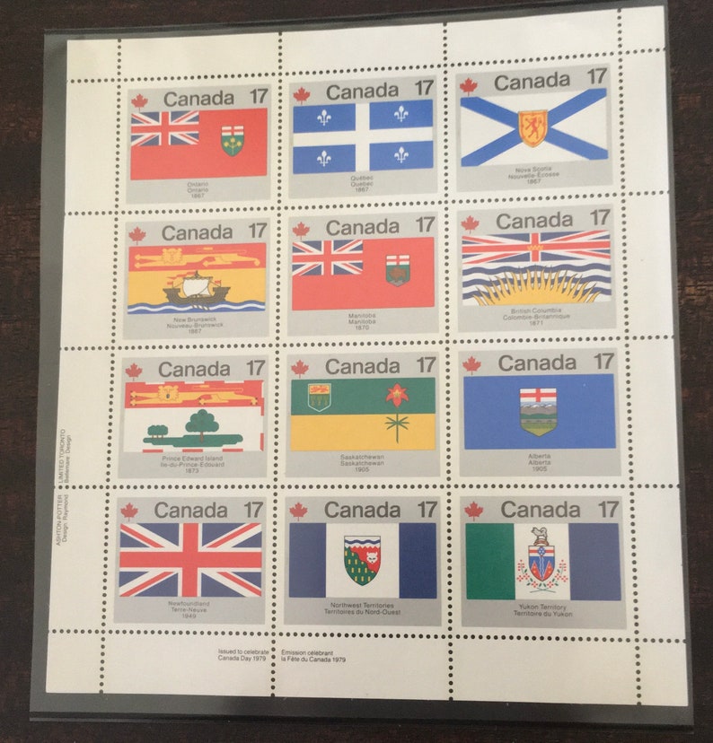 Territorial Canadian Flags Postage Stamp Set | Vintage Canada Stamps ...