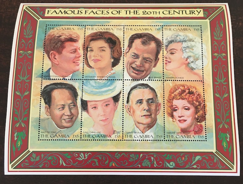 20th Century Famous Faces Postage Stamps | Vintage Celebrity ...