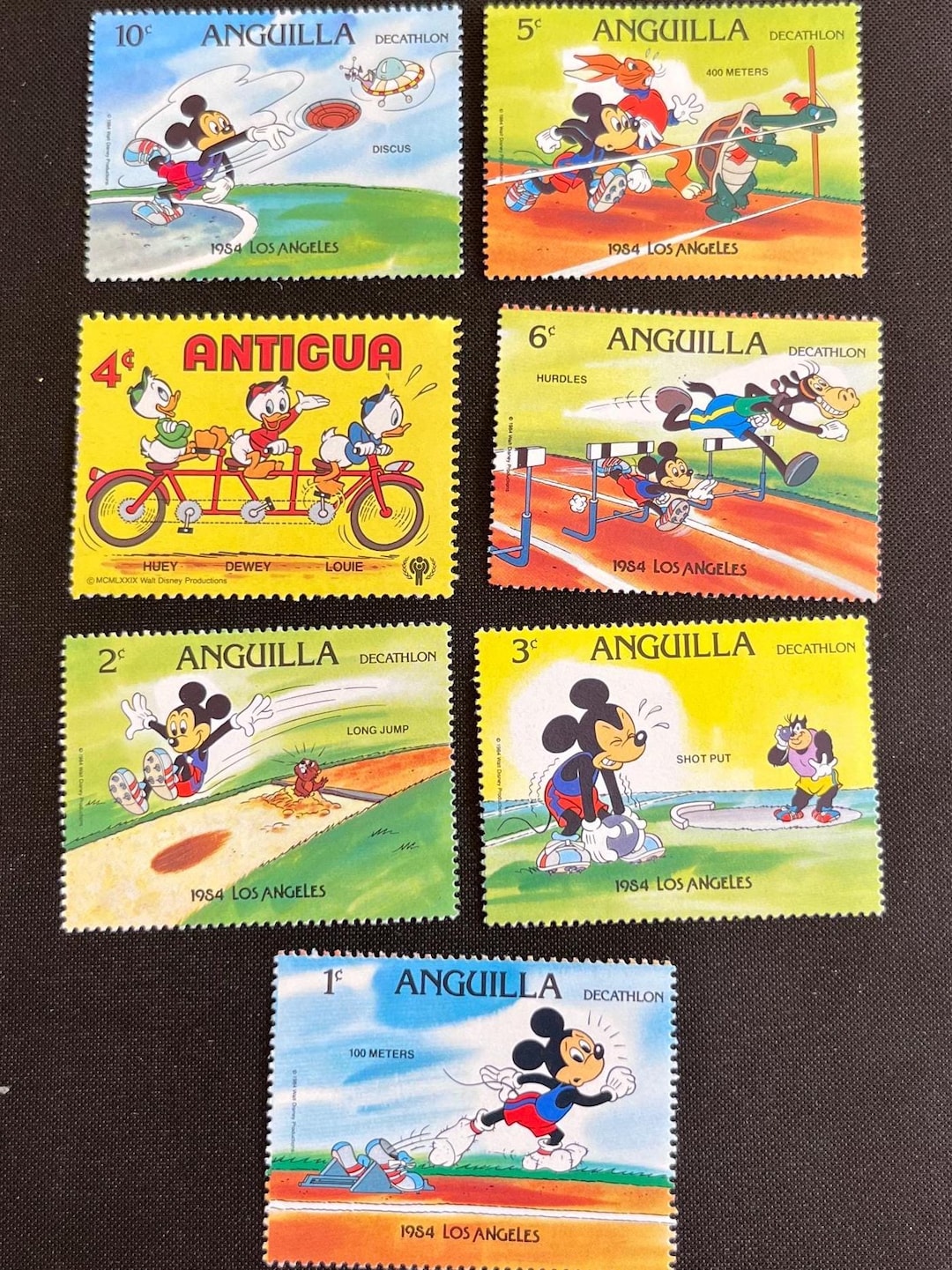 6 Anguilla Mickey Mouse Postage Stamps 1 Anticua Pistage Stamp - Etsy
