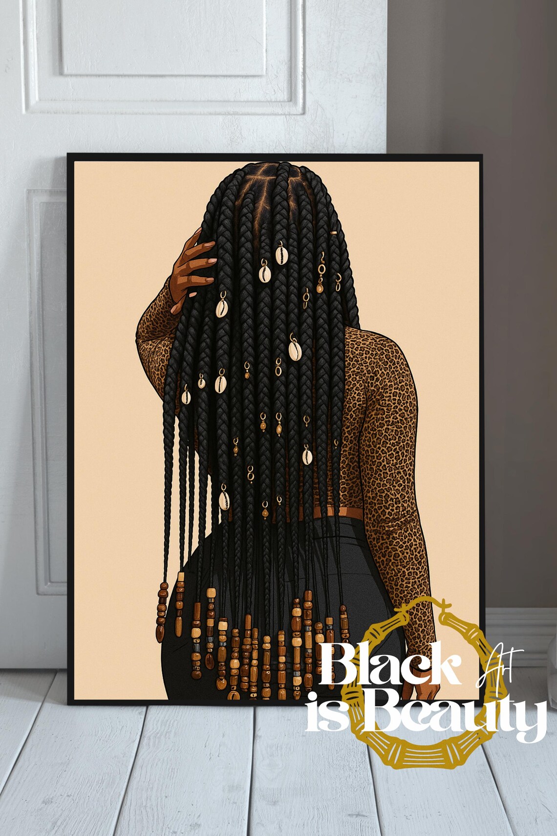 Braids and Beads Black Girl Art Print | Natural Hair Braids Wall Art ...