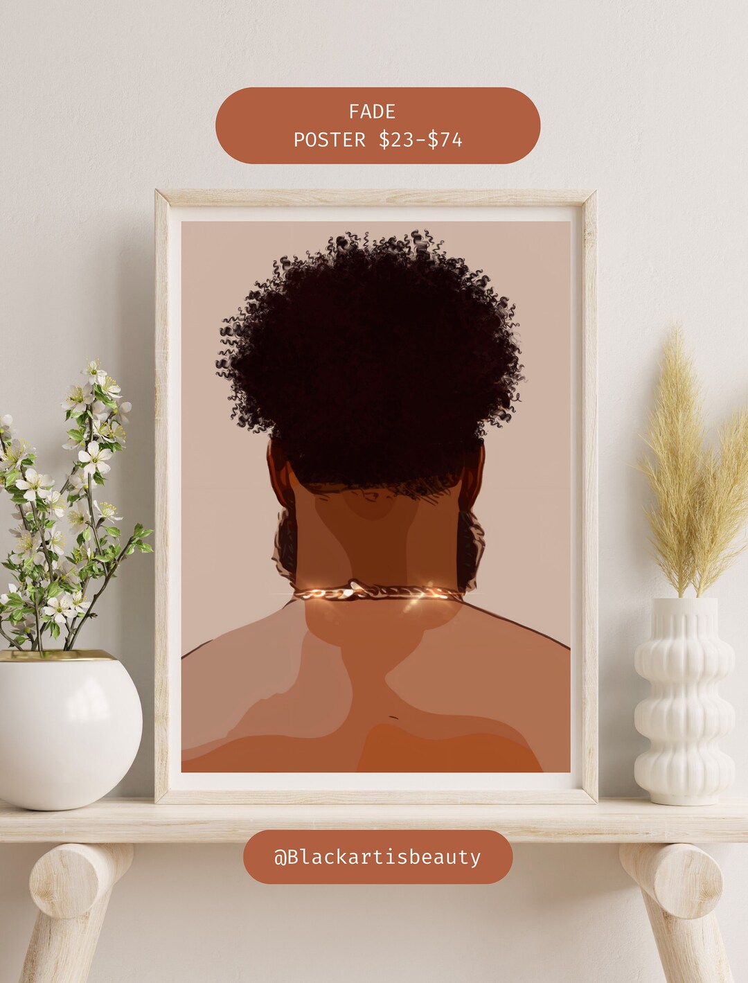 Fade Barbershop Art Matte Vertical Posters, Black Hair Artwork, Black ...