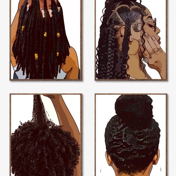 Black Women With Braids Wall Art - Etsy