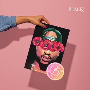 Tupac Poppy Flower Premium Matte Vertical Poster, Man Cave Wall Art ...