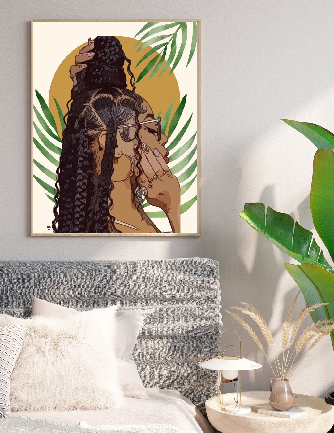 Braids 2 Tropical Wall Art - Girl Braids Art ,black Art Digital Print ...