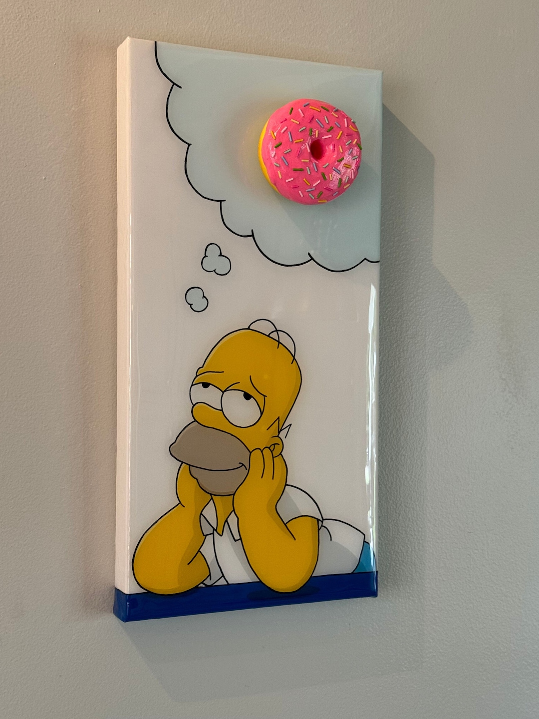 Homer Simpson Pop Art Wall Hanging Hand Painted, Hand Made 3D Doughnut ...
