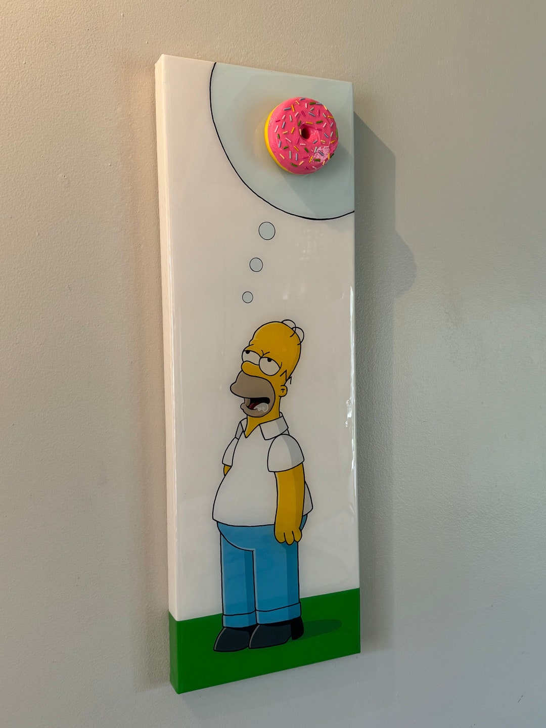 Homer Simpson Pop Art Wall Hanging Hand Painted, Hand Made 3D Doughnut ...
