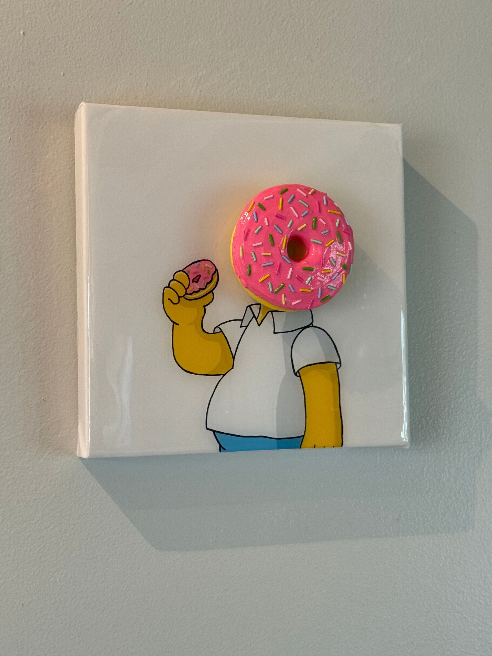 Homer Simpson Pop Art Wall Hanging Hand Painted, Hand Made 3D Doughnut ...