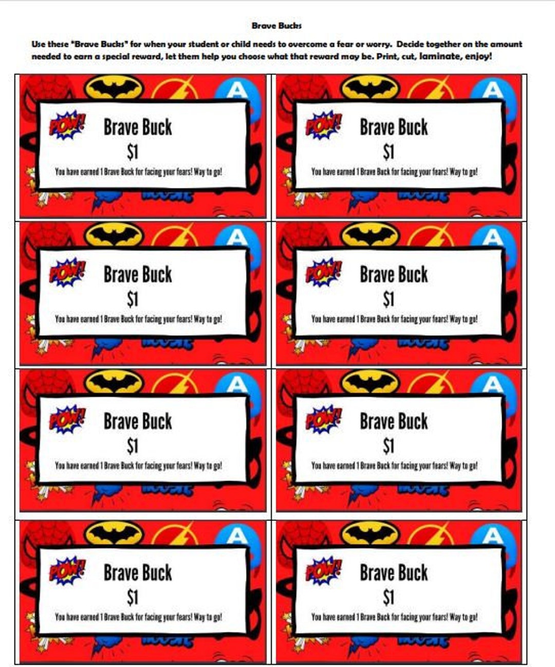 Printable "brave Bucks" - Etsy