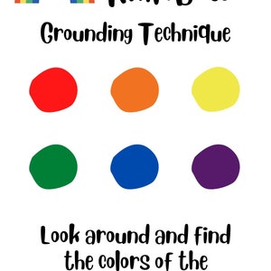 Grounding Technique Poster, Rainbow Grounding Technique, Mental Health ...