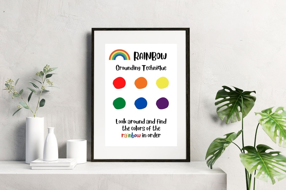 Grounding Technique Poster, Rainbow Grounding Technique, Mental Health ...
