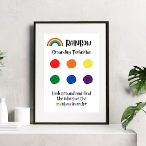 Grounding Technique Poster, Rainbow Grounding Technique, Mental Health ...